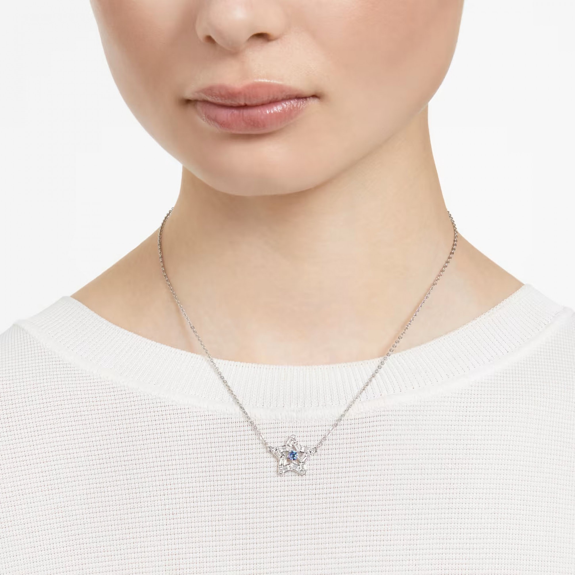 SWAROVSKI Stella Σετ Κολιέ - Σκουλαρίκια Αστέρι Μπλε, Επιροδιωμένο 5646762