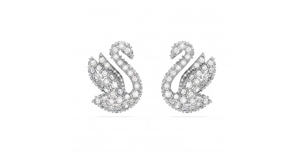 SWAROVSKI Iconic Swan Σκουλαρίκια με καρφάκι Κύκνος, Λευκά ...