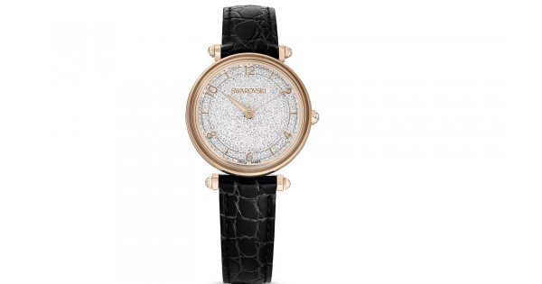 SWAROVSKI Crystalline Wonder watch Swiss Made, Leather strap, Black ...