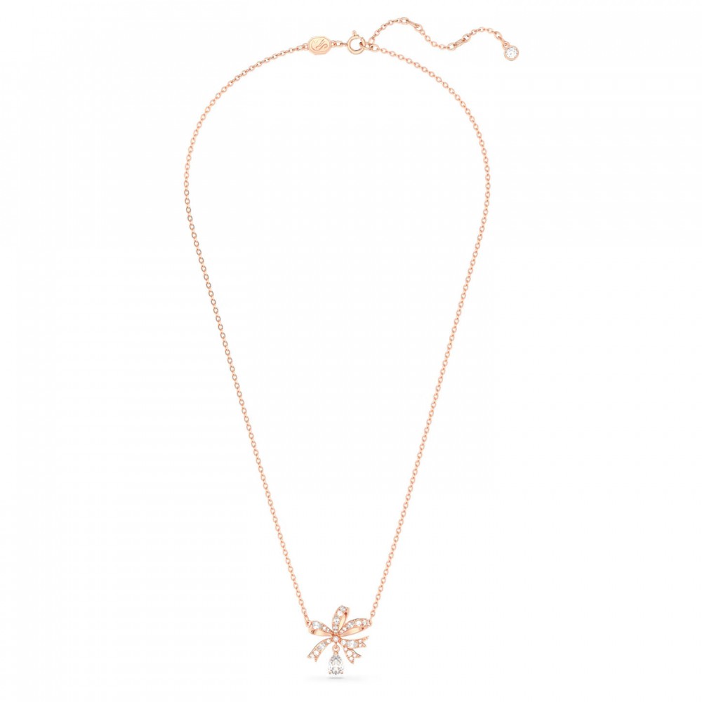 SWAROVSKI Volta Κολιέ Φιόγκος, Mικρό, Λευκό, Ροζ Επιχρυσωμένο 5656741