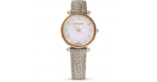 SWAROVSKI Crystalline Wonder watch Swiss Made, Leather strap, Beige ...